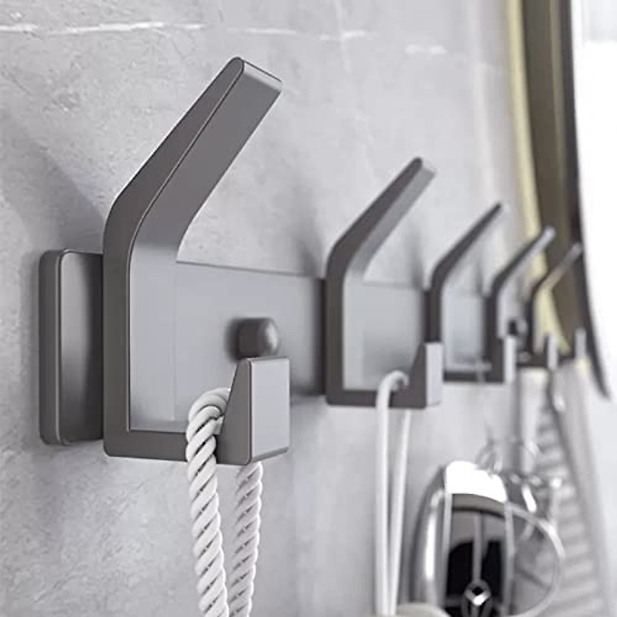 Sharunec Hook Hanger Metal Hooks for Hanging Coats Towels Hats Clothes, Suitable for Bedroom, Kitchen, Bathroom Etc, Wall Mounted,White,6 Hooks