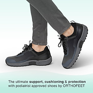 Orthofeet Women's Orthopedic Black Bristol Hiking Shoes, Size 7.5