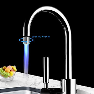 LED Water Faucet Head, RGB Color Temperature Sensitive Gradient Water Stream Color Changing Kitchen Spray Head Adapter Sink Lights for Kitchen and Bathroom(0.98X0.98X1.34In)