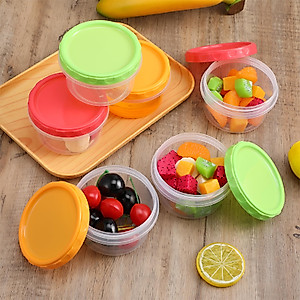 12 Pack 8oz Small Containers with Lids, Reusable Plastic Dressing Containers for Snack and Puree Salad Dressing Container to Go Deli Containers Freezer Condiment Containers Dishwasher Safe BPA Free