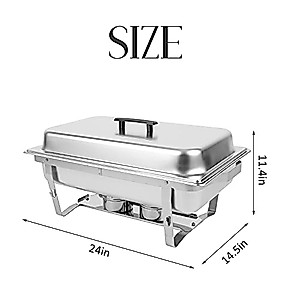 Restlrious 8 QT Chafing Dish Buffet Set 2 Packs Stainless Steel Foldable Rectangular Chafer Full Size w/Water Pan, Food Pan, Fuel Holder and Lid