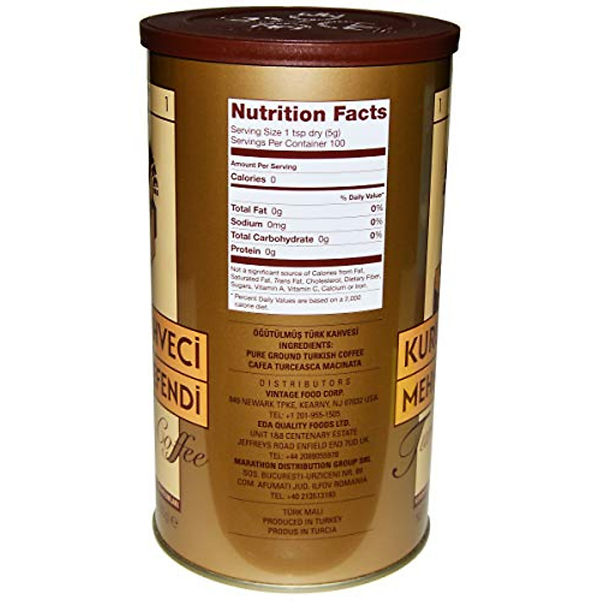 Kurukahveci Mehmet Efendi Turkish Coffee Ground Roasted Turkish Traditional Coffee Kurukahveci Mehmet Efendi Since 1871 (17.6 OZ / 500 Gr Can) (Pack of 2)