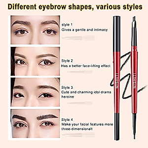 2pcs Eyebrow pencil, Double Ended Waterproof Brow Pen,profession durable sweat-proof Kit,With Eyebrow Brush(Black)
