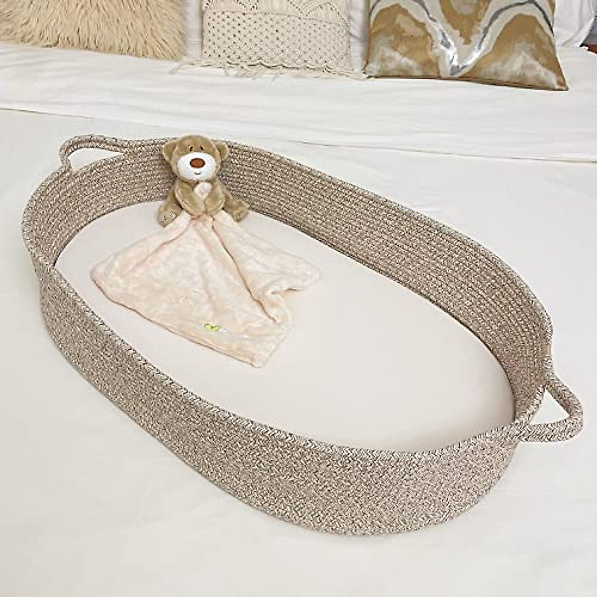 Baby Changing Basket - Thick Foam Pad with Wipeable Water-Resistant Pad Cover, Security Strap, Moses Basket Changing Table Topper Changing Pad