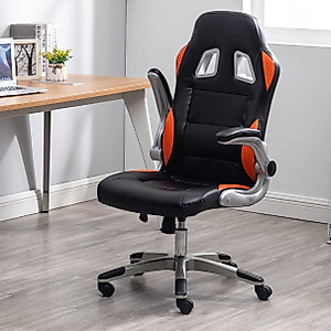 BTEXPERT Home Office Swivel Adjusable Black Orange Executive Gaming Chair