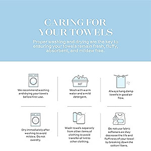 White Classic Luxury Hand Towels | 6 Pack Luxury Cotton Washcloths | 12 Pack Bundle (Light Blue)