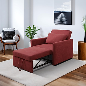 Sofa Bed, Convertible Futon Sleeper Cama Chair Couch Adjustable Small Recliner Armchair Lint Adults Pull Out Sofabed for Living Room