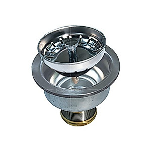Highcraft 9754 Kitchen Sink (3-1/2 Inch) Stainless Steel Drain Assembly With Strainer Basket and Snaplock Stopper Long Extended Shank (3-3/4 Inch), 1 Count (Pack of 1)
