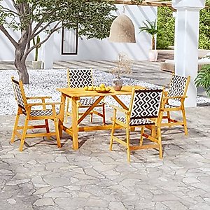 Camerina 5 Piece Patio Dining Set Patio Table and Chairs Set Outdoor Patio Dining Set Outdoor Dining Table Set Solid Acacia Wood 3087124