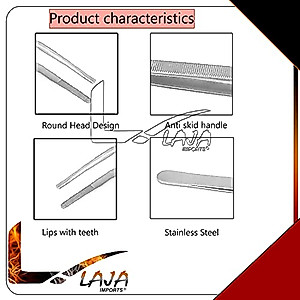 LAJA Imports Stainless Steel Extra-Long 18 Inch Tongs Tweezers Curved with Precision Serrated Tips for Garden, Kitchen, Indoor & Outdoor
