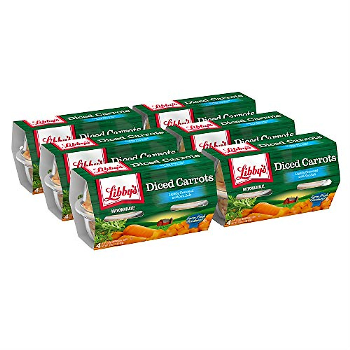 Libby's Diced Carrots | Appealingly Tender | Faintly Sweet & Earthy Flavor | Vibrant Orange Slices | Farm Fresh Goodness | No Preservatives | Six 4-pack sleeves of 4.0 oz cups (24 cups total)