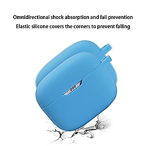 Soft Silicone Protective Case Cover Compatible with JBL Tune 130NC TWS True Wireless Earphones Shockproof Portable Cover with Carabiner（Black）