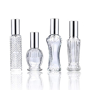 H&D HYALINE & DORA Vintage Refillable Perfume Bottles Glass Empty Spray Bottle Wedding Gifts Car Decor Set of 4