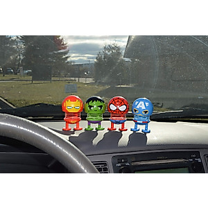 SciencePurchase Super Bobblehead Collection - Includes 4 Cool Bobbleheads - Car Decoration - Cute Interior Decor Toy Figure Party Favor Dashboard Ornaments