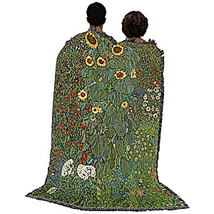 Pure Country Weavers Farm Garden with Sunflowers Blanket by Gustav Klimt - Fine Art Gift Tapestry Throw Woven from Cotton - Made in The USA (72x54)