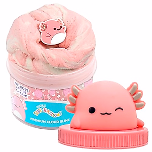 Original Squishmallows Archie The Axolotl Premium Cloud Slime, 8 oz. Fluffy Slime, Cotton Candy Scented, 3 Fun Slime Add Ins, Pre-Made Slime for Kids, Great 6 Year Old Toys, Super Soft Sludge Toy