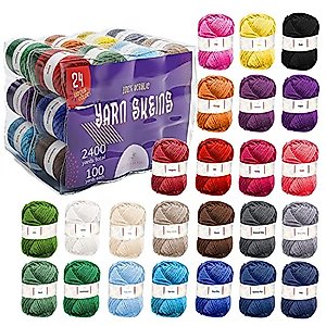 Acrylic Yarn Skeins 12 x 50g - 1200 Yards - Yarn for Crocheting - Soft Crochet Yarn for Knitting and Crafts - Multicolored Crochet Craft Yarn for Adults and Kids - 12 Pack