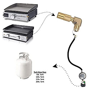 Joywayus Low Pressure 3/8 inch Male Flare Adapter Conversion Fitting, 90 Degree Elbow Adapter for Blackstone Tabletop Camping Grill, Compatible with Blackstone 17 Inch and 22 Inch Propane Gas Griddle