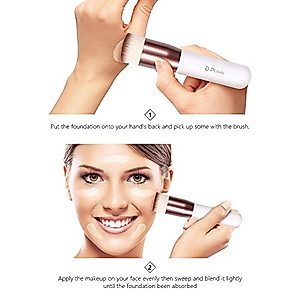 Foundation Brush,DUcare Flat Top Kabuki Brush Synthetic Professional Makeup Brush Liquid Blending Mineral Powder Buffing Stippling Makeup Tools, Rose Golden/White