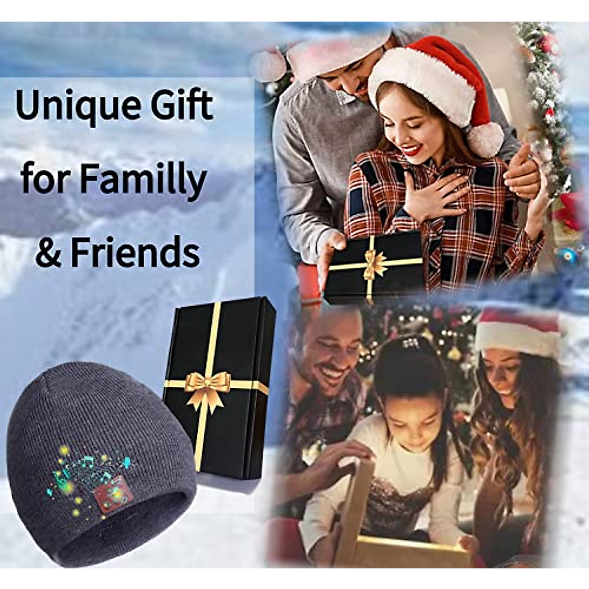 Beanie Bluetooth Hat and Gloves Set for Men Women - Winter Wireless Headphone Beanie & Touchscreen Glove - Knit Running Music Hats, Unique Teen Gifts for Boys Girls, Christmas Presents