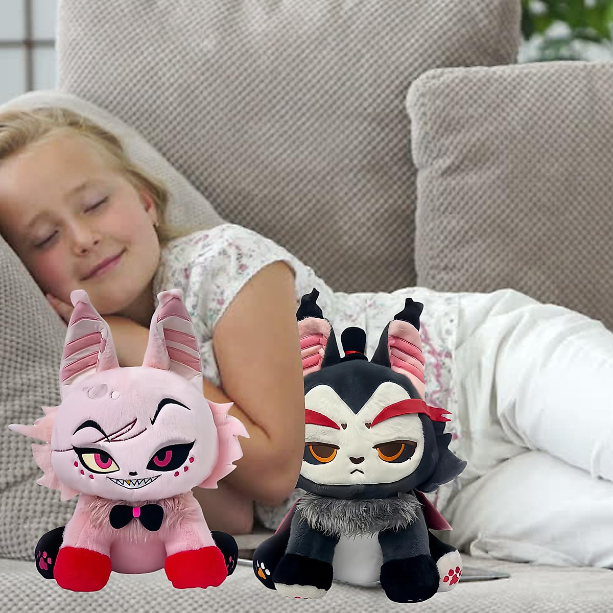 Wrohasil Hazbin Hotel Plush Husk, 9.8 Inch Hazbin Hotel Plush Angel Meow Dolls Pillow, Helluva Boss Plushies Figure Gifts for Boys Girls Birthday (Angel Meow)