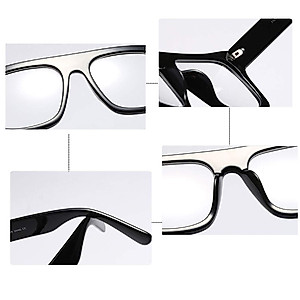 Unisex Stylish Square Non-prescription Eyeglasses Glasses Flat Top Big Eyeglass Frames Large lens Clear Lens Eyewear (Blue)