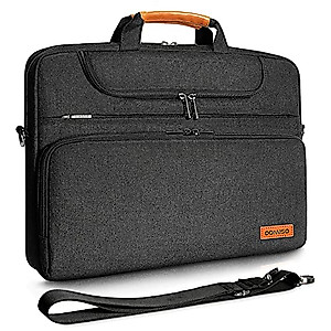 DOMISO 14 Inch Multi-Functional Laptop Sleeve Business Briefcase Waterproof Messenger Shoulder Bag for 14" Laptops/Chromebook/Ultrabook/Apple/Lenovo/HP/Dell/ASUS/Acer, Black