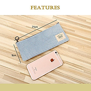 Canvas Pencil Holder 4 Pack Stripe Navy Pencil Case Colored Pencil Holder Organizer Plaid Cosmetic Makeup Bag Zipper Pouch for Kids Adults Girls Boys(Multicolor)