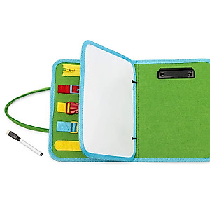 SMILE A WHILE Montessori Toys for Toddlers Kids Busy Board with Attached Doodle Board Quiet Book Sensory Toy Excellent for Preschool Activities and homeschooling Great Toddler Travel Activities