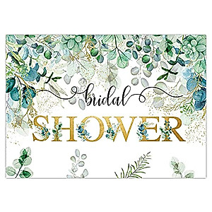 Funnytree 7x5FT Bridal Shower Backdrop Bride to Be Bachelorette Engagement Wedding Party Decor Green Eucalyptus Leaves Greenery Photography Background Cake Table Banner Photobooth Props Supplies Gift