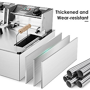 TANGME Commercial Deep Fryer, 3400w Electric Turkey Fryer with 3-Baskets, 22L/23.25Qt 1mm Thickened Stainless Steel Countertop Single Oil Fryer with Temperature Limiter for Restaurant