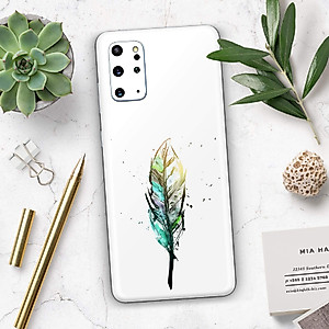 DesignSkinz Splatter Watercolor Feather Protective Vinyl Decal Wrap Skin Cover Compatible with The Samsung Galaxy S20 (Screen Trim & Back Glass Skin)