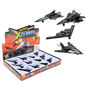 Zugar Land Die-Cast Pullback Stealth Bomber Models (4.25"-5.25") SR-71 Blackbird, F-22 Raptor, F-117 Nighthawk, B2 Bomber (F-22 Raptor)
