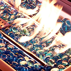 HOMREST Propane Fire Pit Table, 50 Inch 50,000 BTU Auto-Ignition Gas Fire Pit Table Rectangular, Wind Guard,Cover,Wood Plastic Composites Tabletop, CSA Certification Firepit for Outdoor Patio Lawn