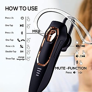 Micool Trucker Bluetooth Headset, Noise Cancelling, 30H Talking Time,12g Ultra Light, Hands Free Bluetooth Earpiece for Cell Phones/PC, Wireless Single Ear Bluetooth Headset Earpiece