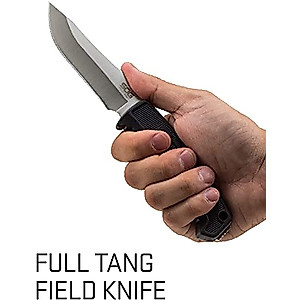 SOG Survival Knife with Sheath - Field Knife Fixed Blade Knives 4 Inch Tactical Knife and Bushcraft Knife w/Full Tang Hunting Knife Blade (FK1001-CP)