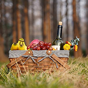 Woodchip Picnic Basket with Double Folding Handles, Natural Hand Woven Basket, Eggs Candy Basket for Easter, Kids Toy Storage Basket, Wedding Flower Girl Baskets for Valentine Day, Birthday, Grey
