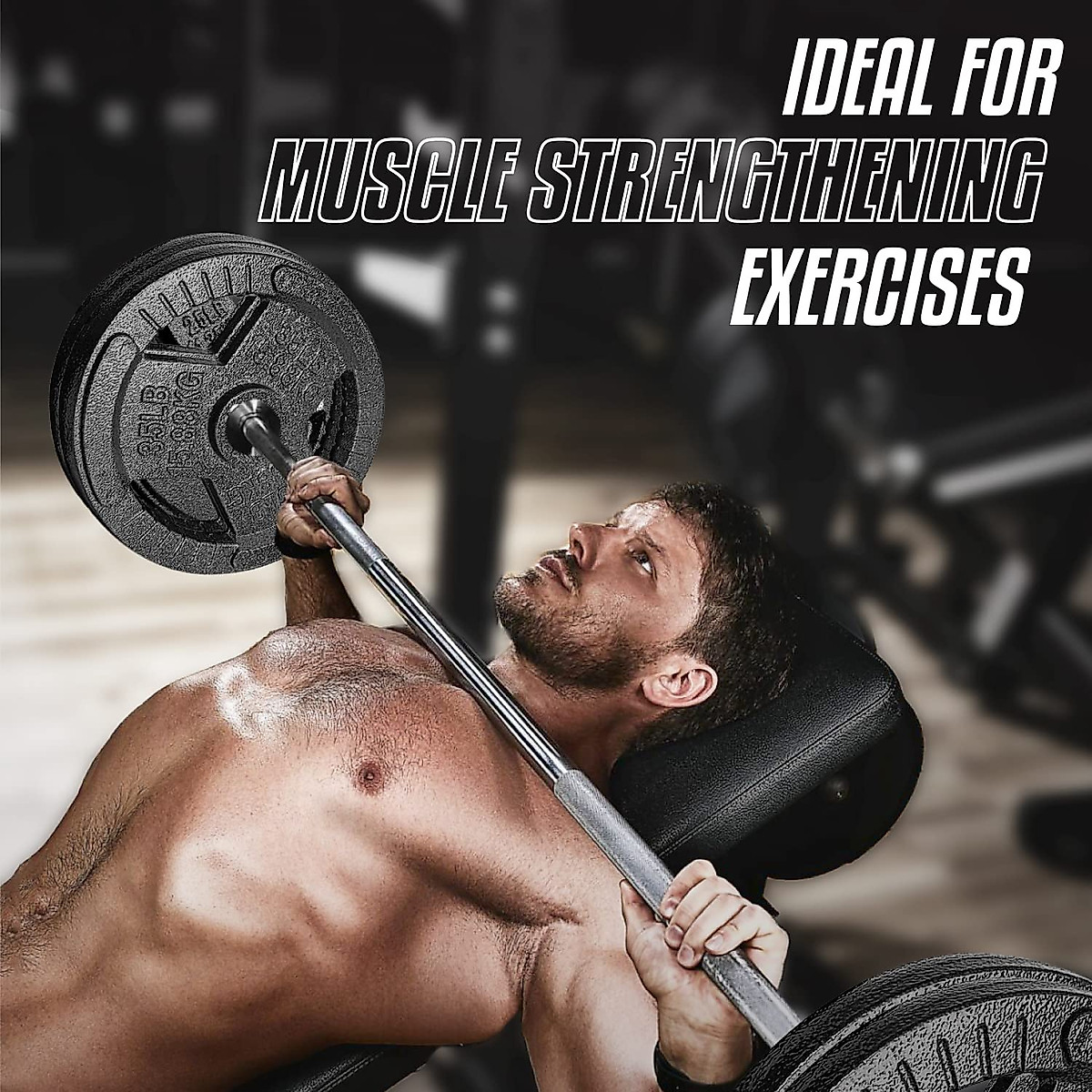 Yes4All Tri-Grip Handles Olympic Weight Plates/Cast Iron Weight Plates, Suitable for Barbell Exercises, Strength, Flexibility Training - 25LB (Single)