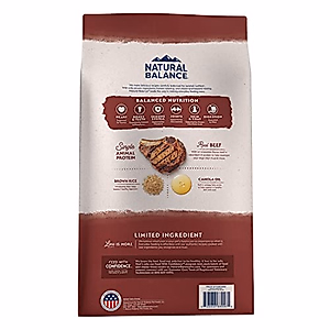 Natural Balance Limited Ingredient Adult Dry Dog Food with Healthy Grains, Beef & Brown Rice Recipe, 12 Pound (Pack of 1)
