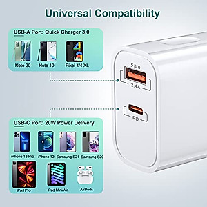 USB C Wall Charger Block, Costyle 4 Pack Dual Port PD 20W USB C Power Adapter Fast Charge Type C Wall Charger Plug for iPhone 14 13 12 11 Pro Max SE XR XS Pad 8 7 Plus, Pixel 7 Pro 6A, Samsung Galaxy