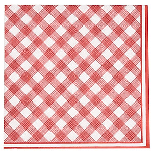 Gift Boutique 200 Pcs Red and White Gingham Party Supplies Set Paper Plate Napkin for Checkered Plaid Picnic BBQ Birthday Disposable Dinnerware Serve 50