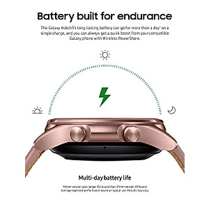 Samsung Galaxy Watch 3 (41mm, GPS, Bluetooth, Unlocked LTE) Smart Watch with Advanced Health Monitoring, Fitness Tracking , and Long lasting Battery - Mystic Bronze (US Version) (Renewed)