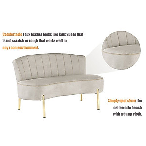 annjoe Loveseat Settee Upholstered Sofa Couch Banquette Bench Ottoman with Backrest and Golden Metal Legs for Dining Room Living Room Bedroom Funiture