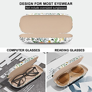 NPOOYI Eyeglasses Case, Hard Shell Protective Case for Glasses, Unisex for Women Men, Glass Case with Cleaning Cloth, Colorful Small Flowers