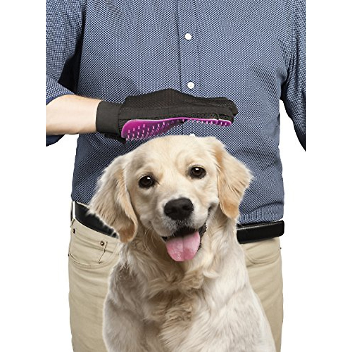 Safana Pet Grooming Glove - Gentle Deshedding Brush Glove - Efficient Pet Hair Remover Mitt - Massage Tool with Enhanced Five Finger Design - Perfect for Dogs & Cats with Long & Short Fur (Pink)