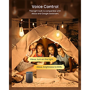 Linkind Smart Edison Bulbs, WiFi LED E26 Edison Bulbs, Dimmable ST64 Vintage Filament Light Bulb, 45W Equivalent, 2200K Soft White, 350lm, Compatible with Alexa, Google Home, No Hub Required, 4 Pack