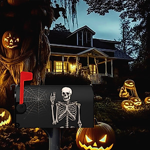 Dacawin Halloween Mailbox Covers Magnetic Human Skeleton Mailbox Cover Mailbox Wraps Post Letter Box Covers Garden Decorations Outdoor 21 X 18 Inch Black