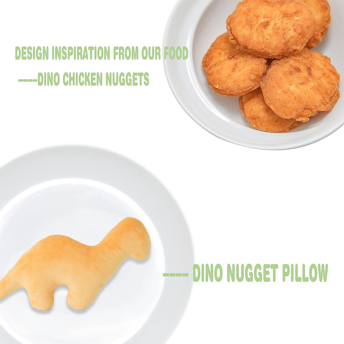 Marble Empire Dino Nugget Plush,24inch Dino Chicken Nugget Pillow,Dinosaur Nugget Stuffed Animal Plush Toy Halloween Christmas Birthday Gifts for Kids Adults (Brachiosaurus)