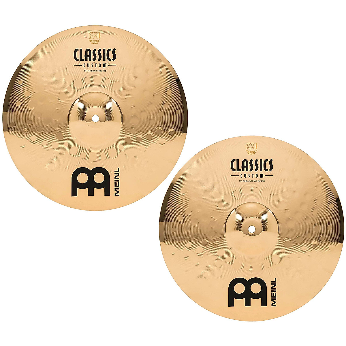 Meinl 14" Medium Hihat (Hi Hat) Cymbal Pair - Classics Custom Brilliant - Made in Germany, 2-YEAR WARRANTY (CC14MH-B)