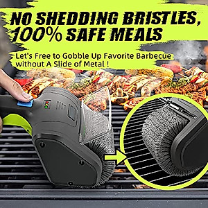 Motorized Grill Brush PURAMI Safe Grilling Rescue Gift No Shedding Bristles, 360° Rotating Cleaner Brush, Heavy Duty BBQ Accessories for Porcelain/Weber Gas/Traeger/Charcoal Grilling Grates